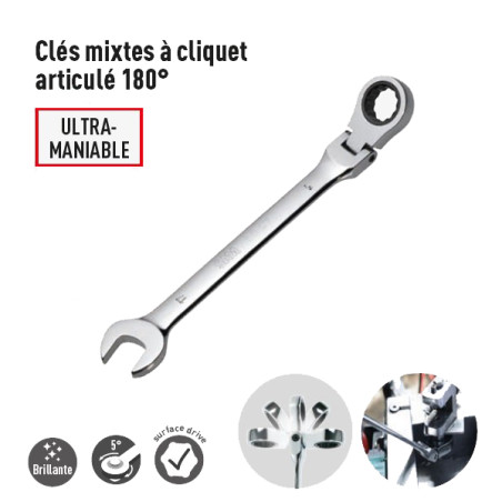 Clé mixte mixtes à cliquet articulées 180° SAM 50-CT
